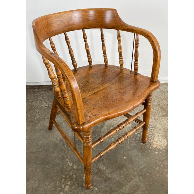 Antique Wood Saloon Style Captain's Chair | Chairish