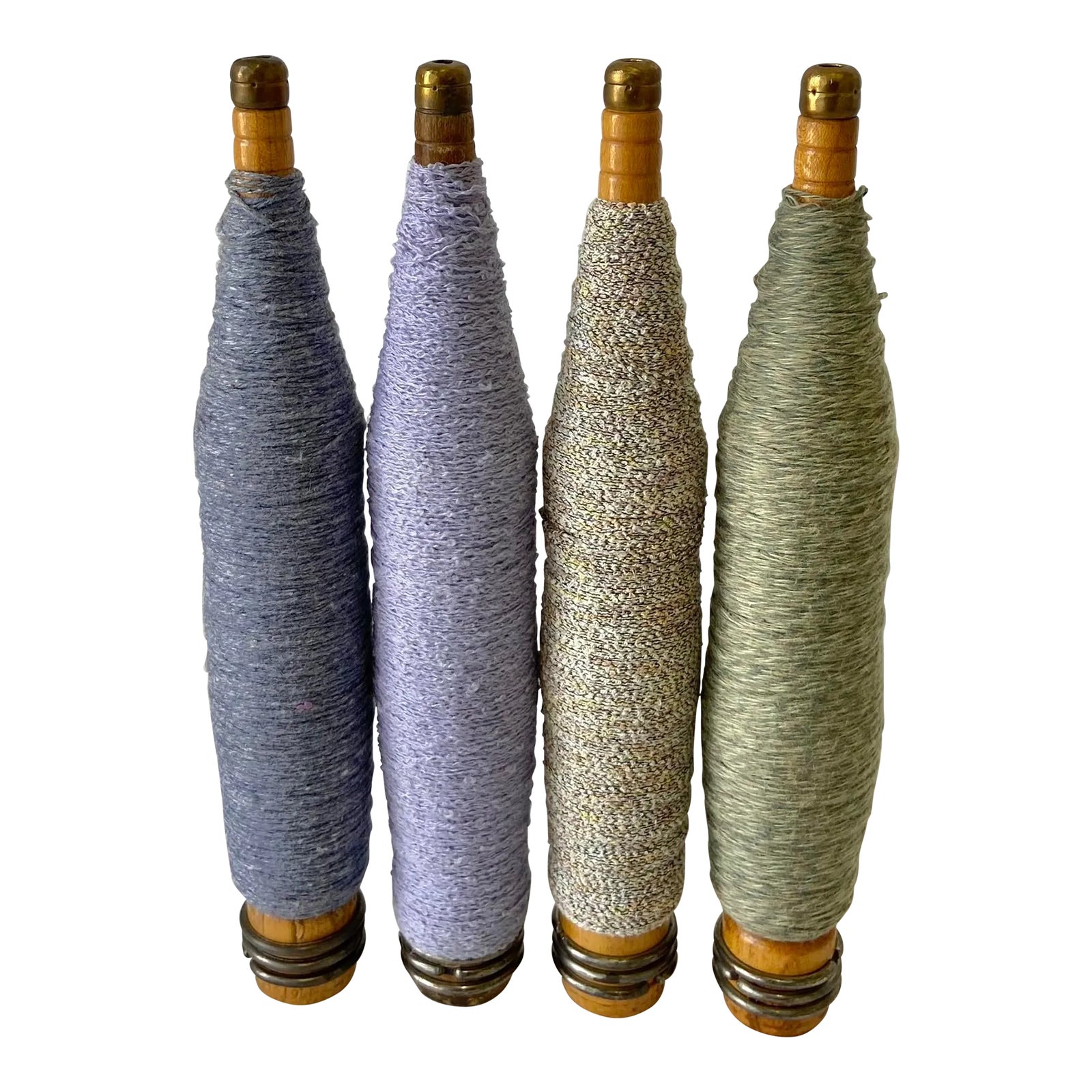 Vintage Wood Spools of Assorted Color Thread - Set of 4 | Chairish