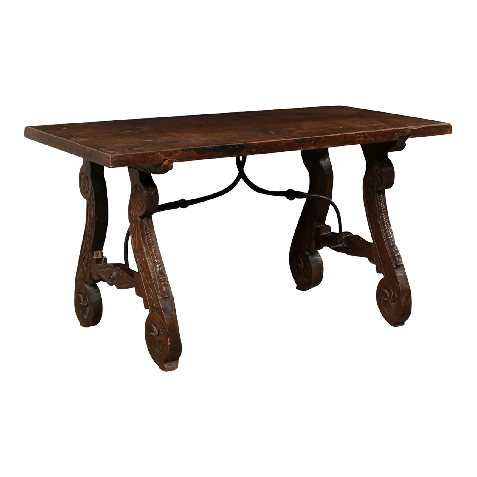 18th Century Spanish Walnut Stretcher Table | Chairish