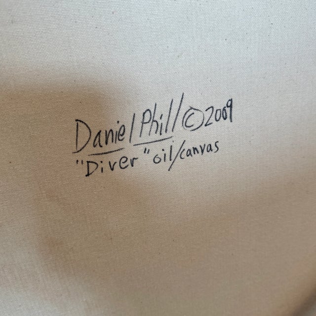 Daniel Phill "Diver" Original Oil Painting | Chairish