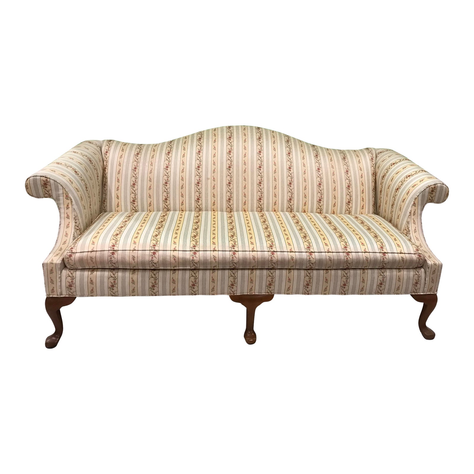 Ethan Allen French Country Camelback Sofa | Chairish