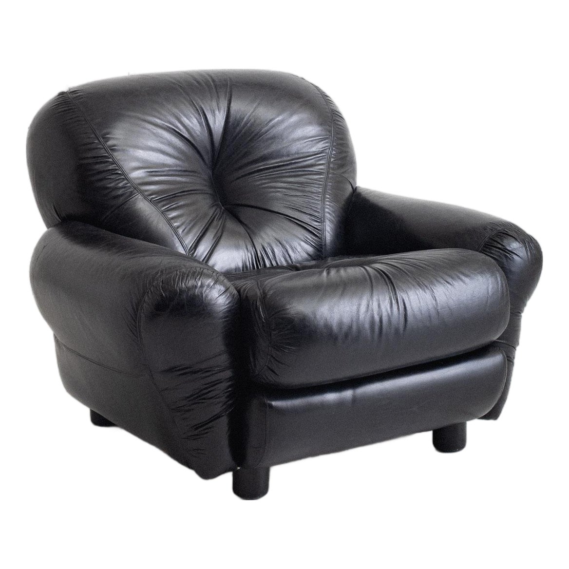 Space Age Overstuffed Leather Lounge Chair | Chairish