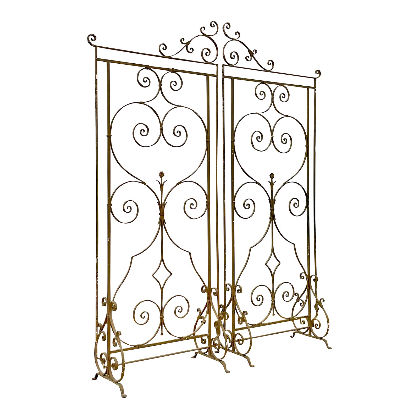 Vintage Regency Wrought Iron Gate Screen | Chairish