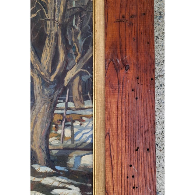 Vintage American Oil Painting on Board Bridge House on River John R ...