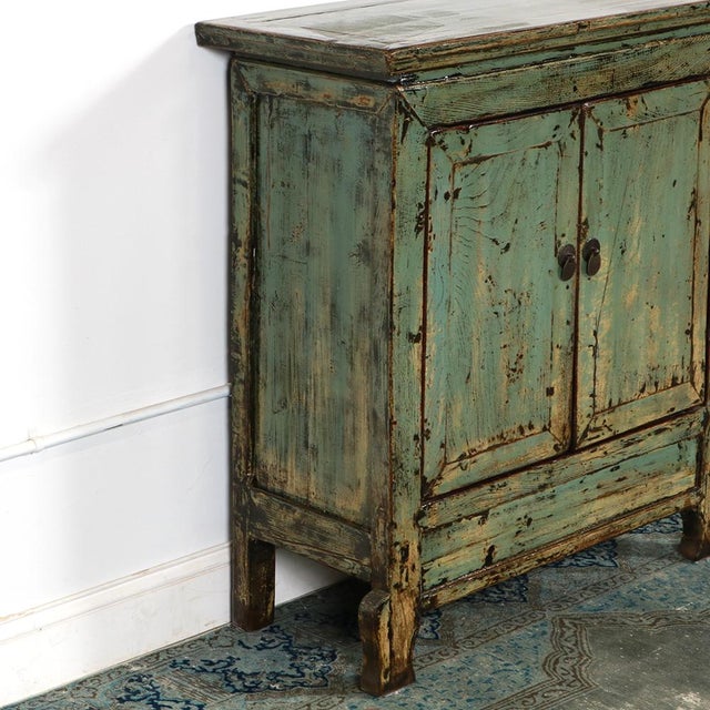 Antique Chinese Lacquered Elm Hall Cabinet | Chairish