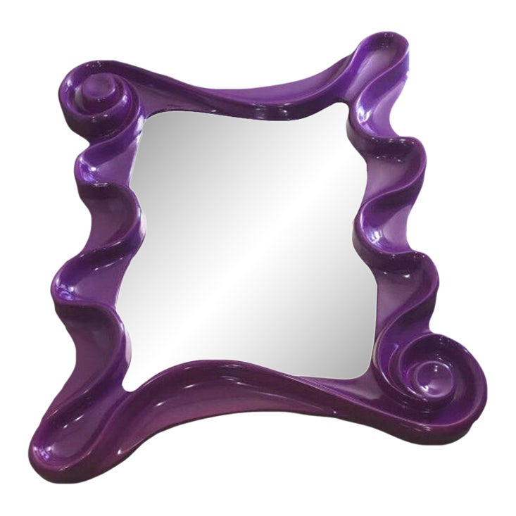Custom Lacquered Vintage Purple Mirror | Chairish