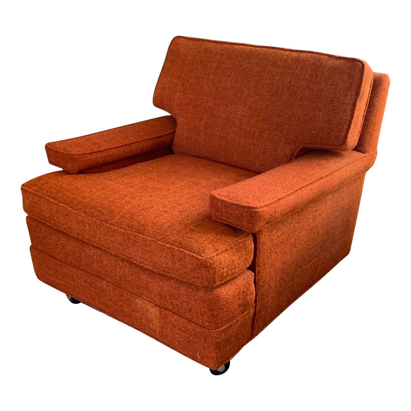 Mid 20th Century Mid Century Modern Square Lounge Club Chair in Rust ...