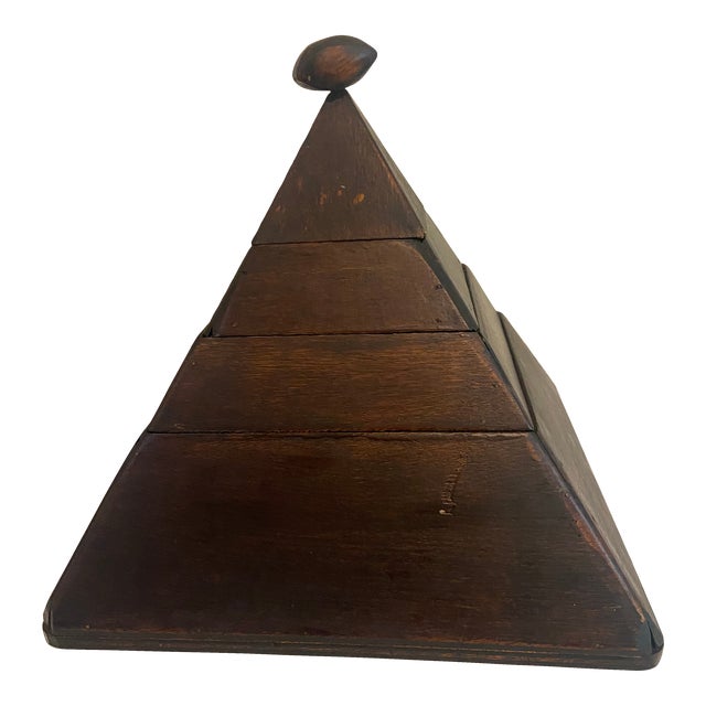 1950’s Wooden Pyramid Three Tiered Box With Velvet-Lined Drawers ...