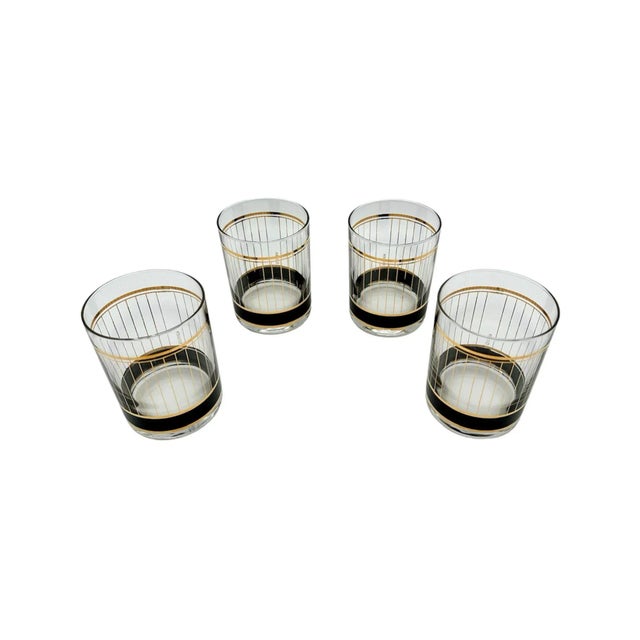 Mid 20th Century Culver 22k Gold Double Old Fashioned Glassware Barware ...