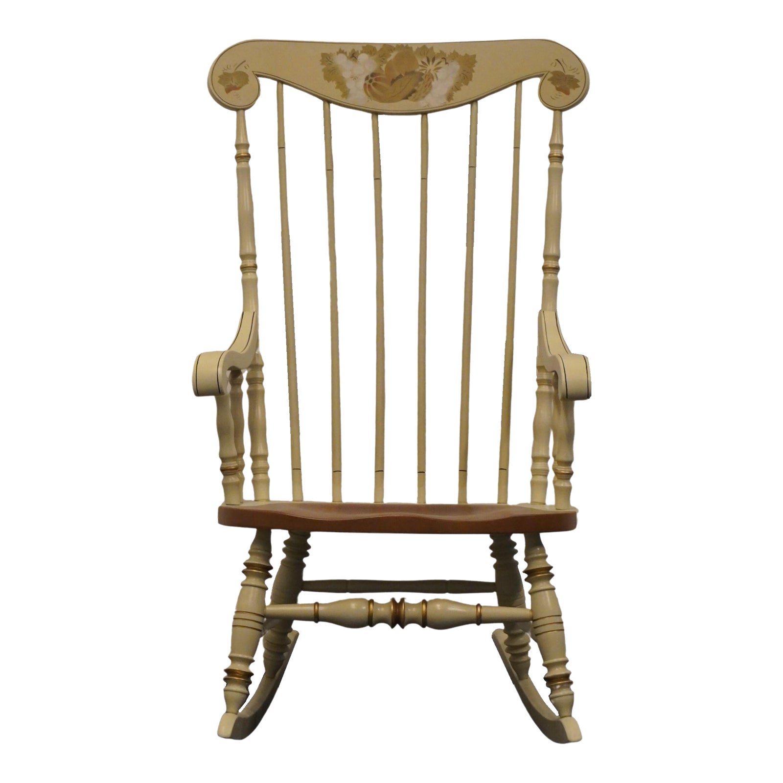 Ethan Allen Hand Decorated Cream Painted Cape Cod Rocking Chair ...