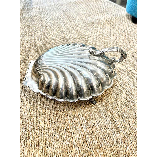 Large Size Vintage Hollywood Regency Style Silver Plate Shell Double ...