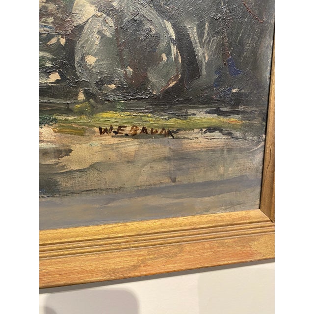 Walter Baum Midcentury Cityscape Painting | Chairish