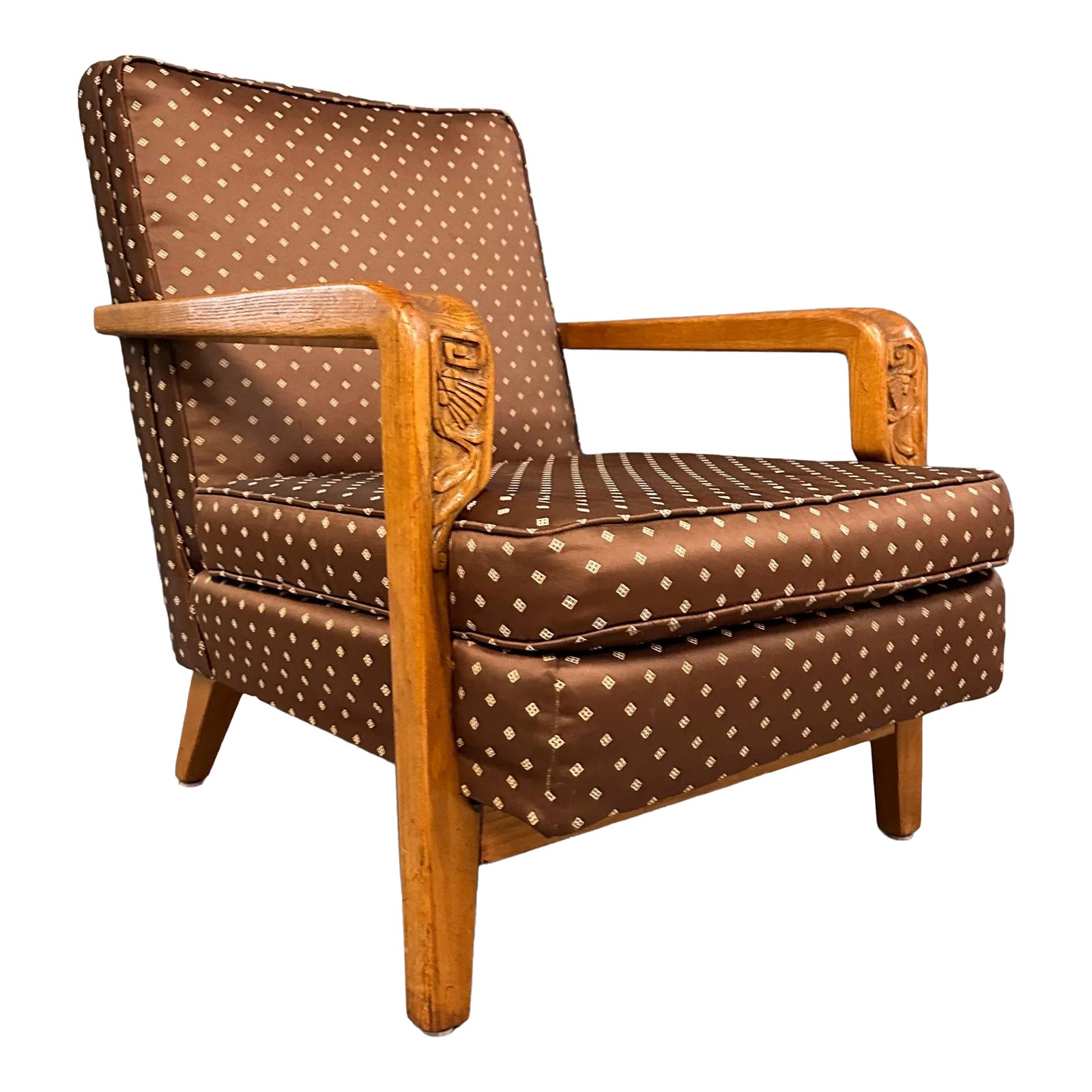 1960s Mid-Century American Studio/Craft Oak Lounge Chair With Thistle ...