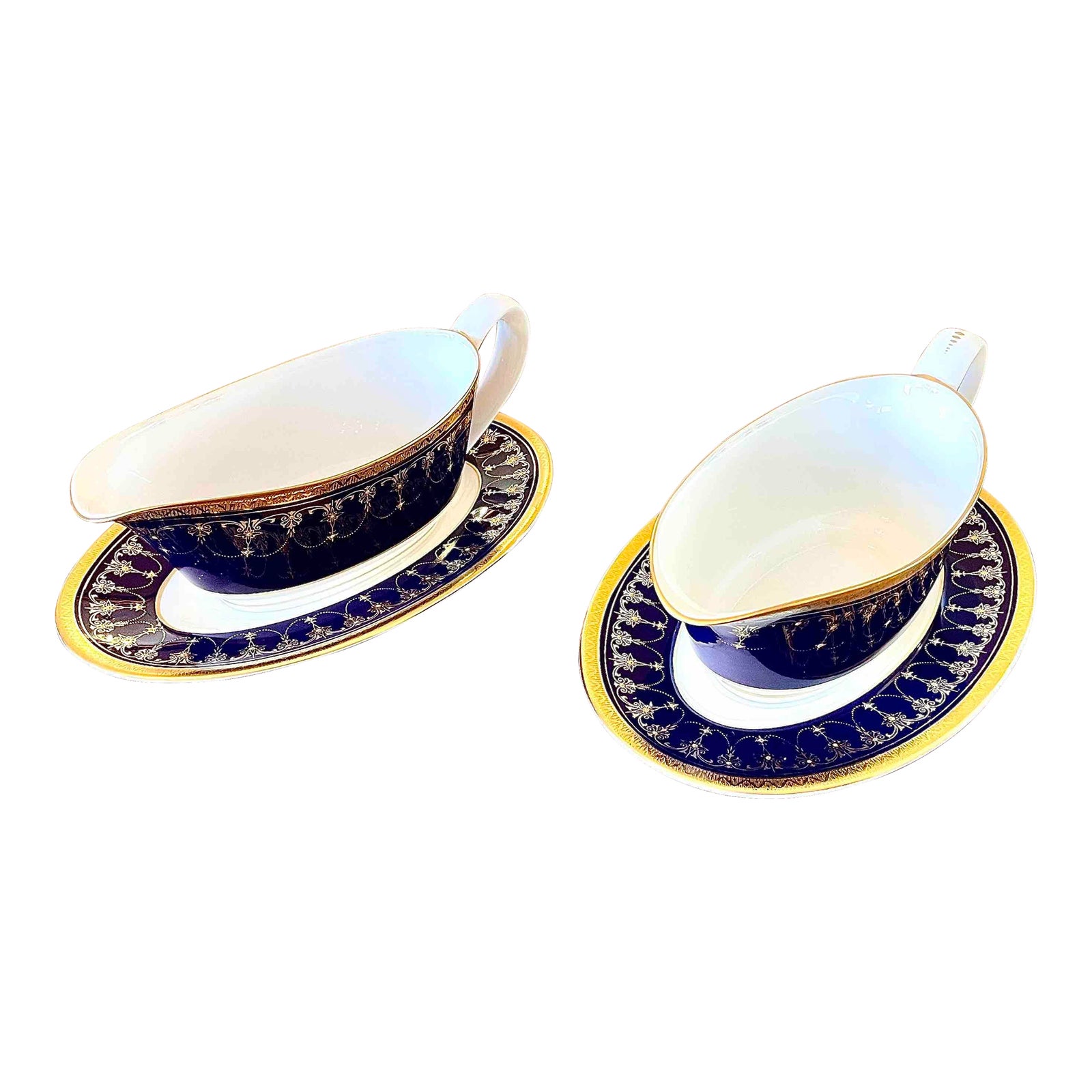 Vintage Royal Worcester Imperial Bone China 22 Karat Raised Gold Blue ...