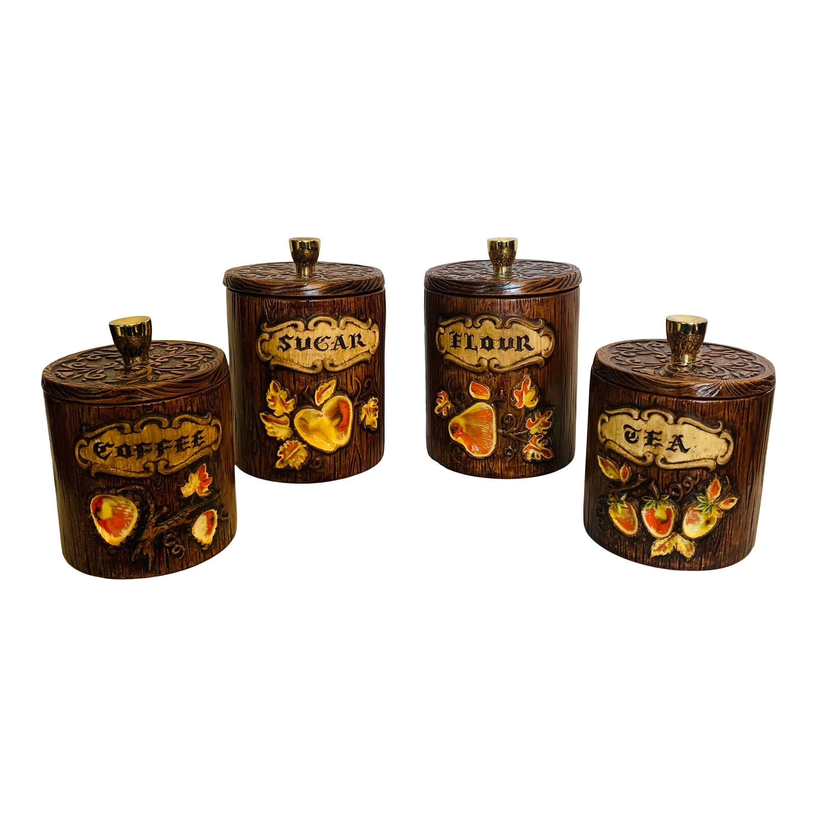 Treasure Treasure Craft Ceramic Kitchen Canisters- Set of 4 | Chairish