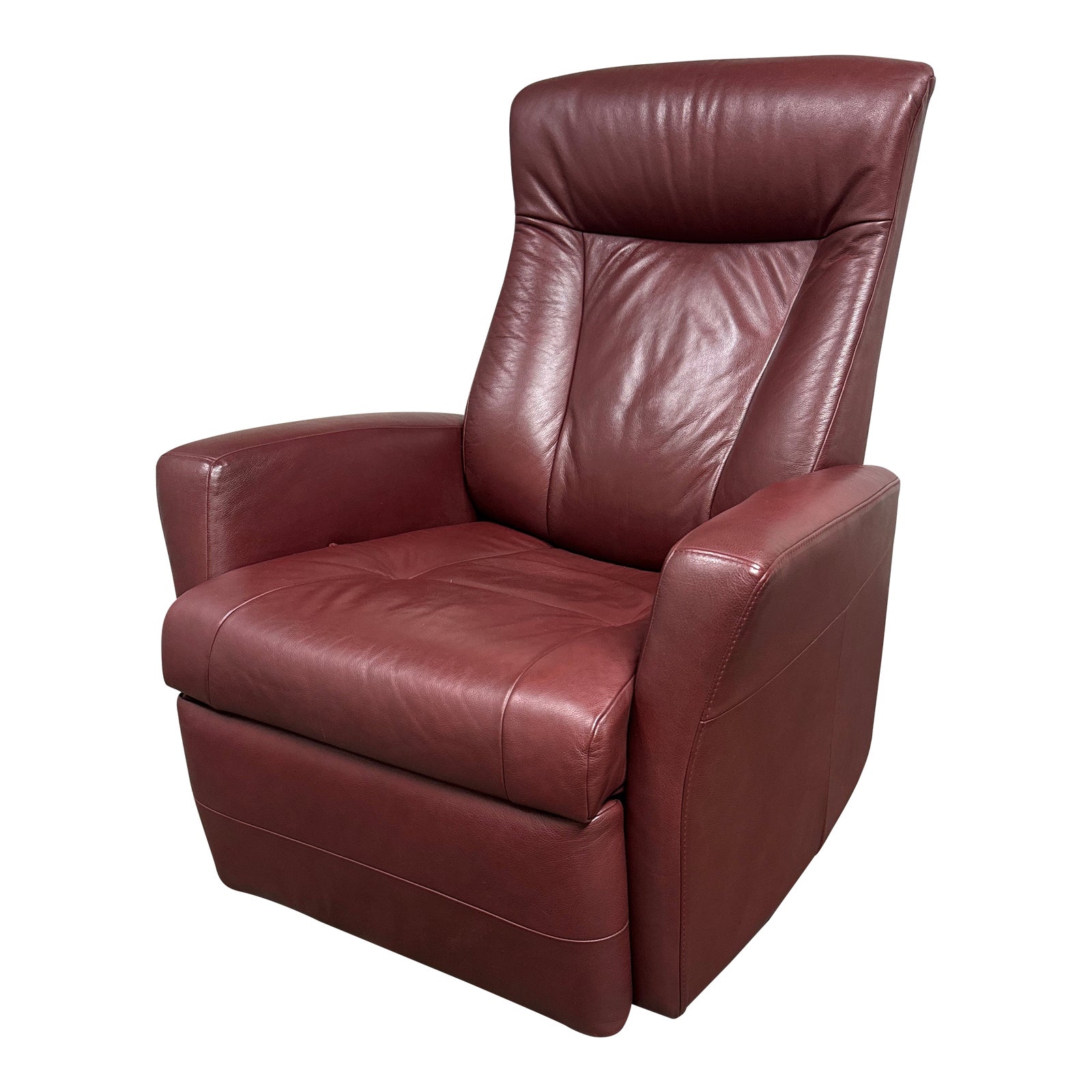 Img Norway Prince Burgundy Red Leather Recliner | Chairish