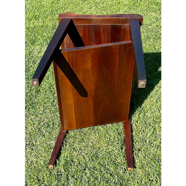 1960s Woven/Texturized Top End Table With Slanted Shelf for Storage of ...