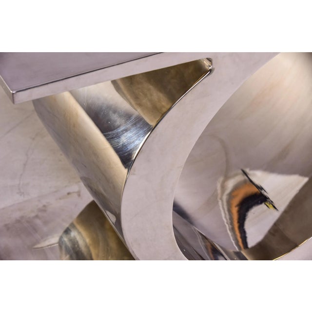 Vintage French Inox Steel Sculptural Console | Chairish