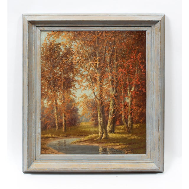 Richard Kruger Antique American Impressionist Sunlit Forest Interior ...
