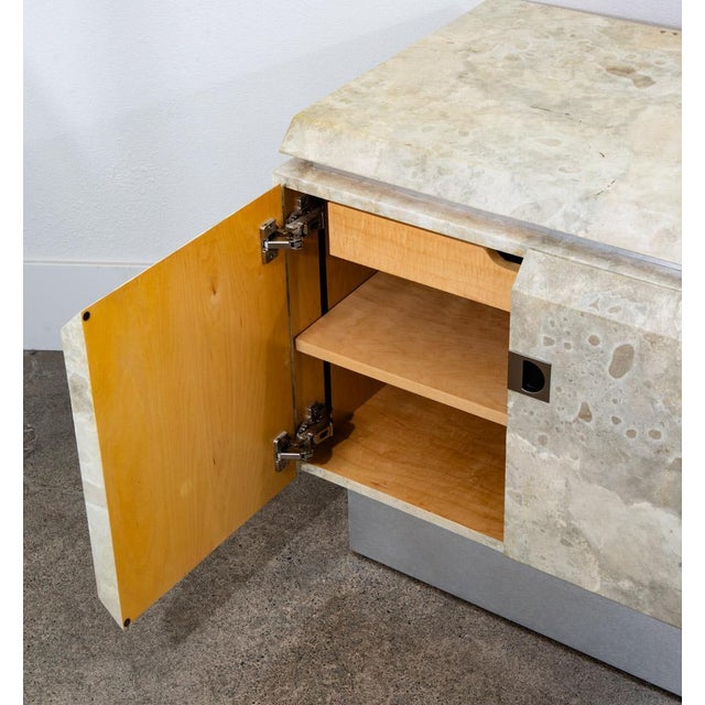 Mid Century Post Modern Nightstand Custom Stone Marble Metal 1980, Pair ...