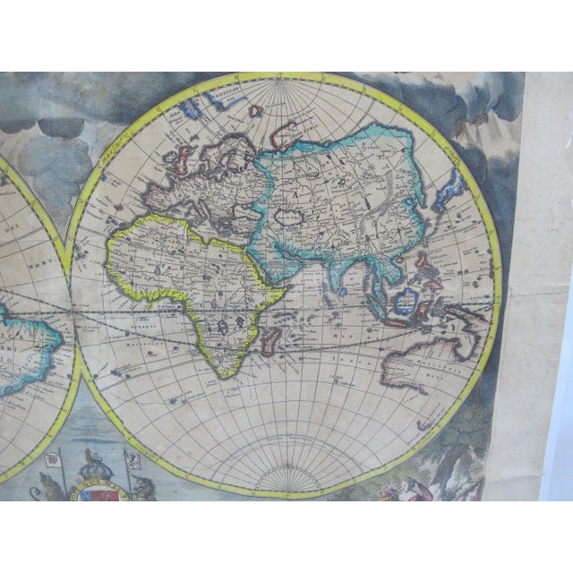 Antique 1680 Orbis Terrarum Nova Et Ac⁹curatissima Tabula 2 Hemisphere ...
