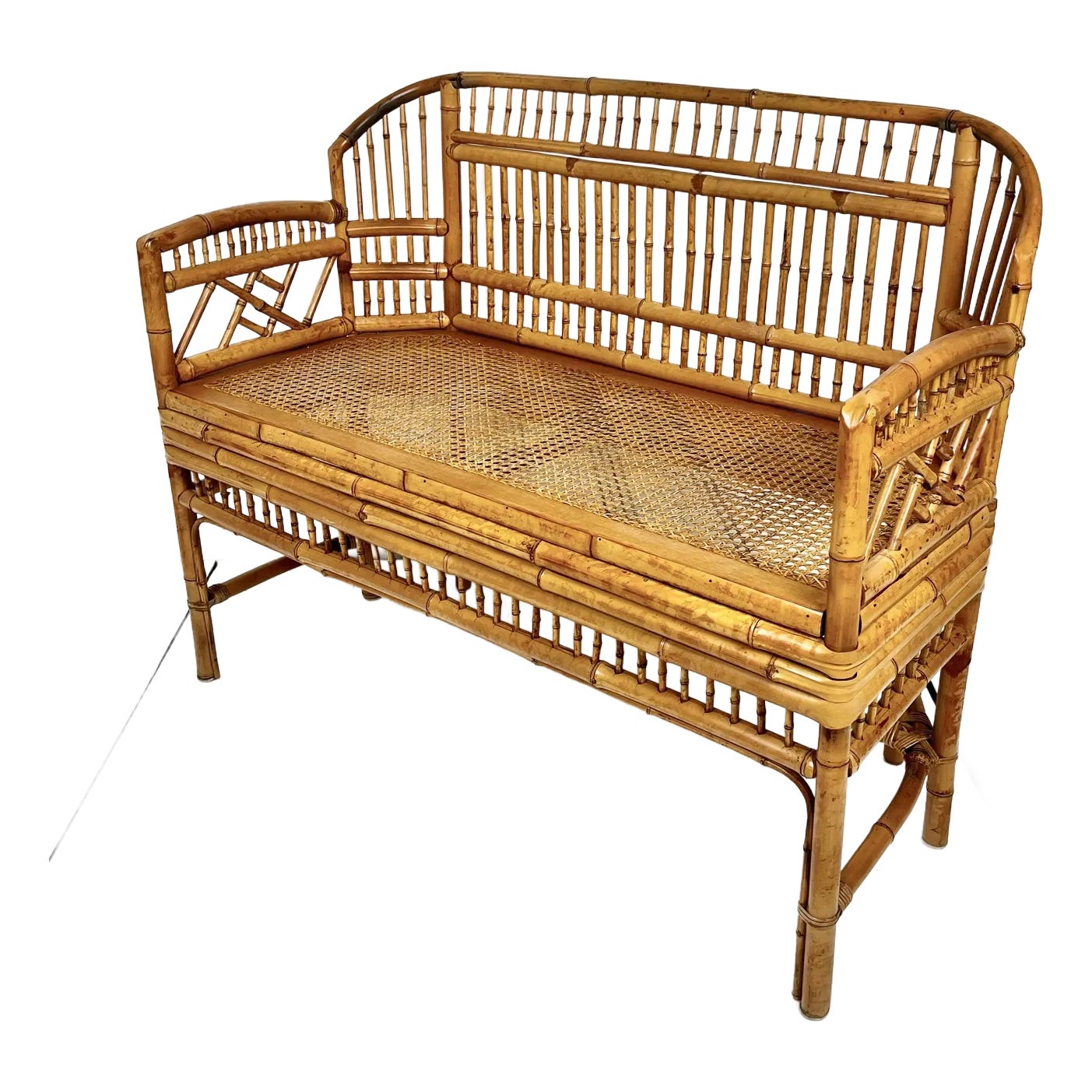 Vintage Brighton Style Bamboo Bench | Chairish