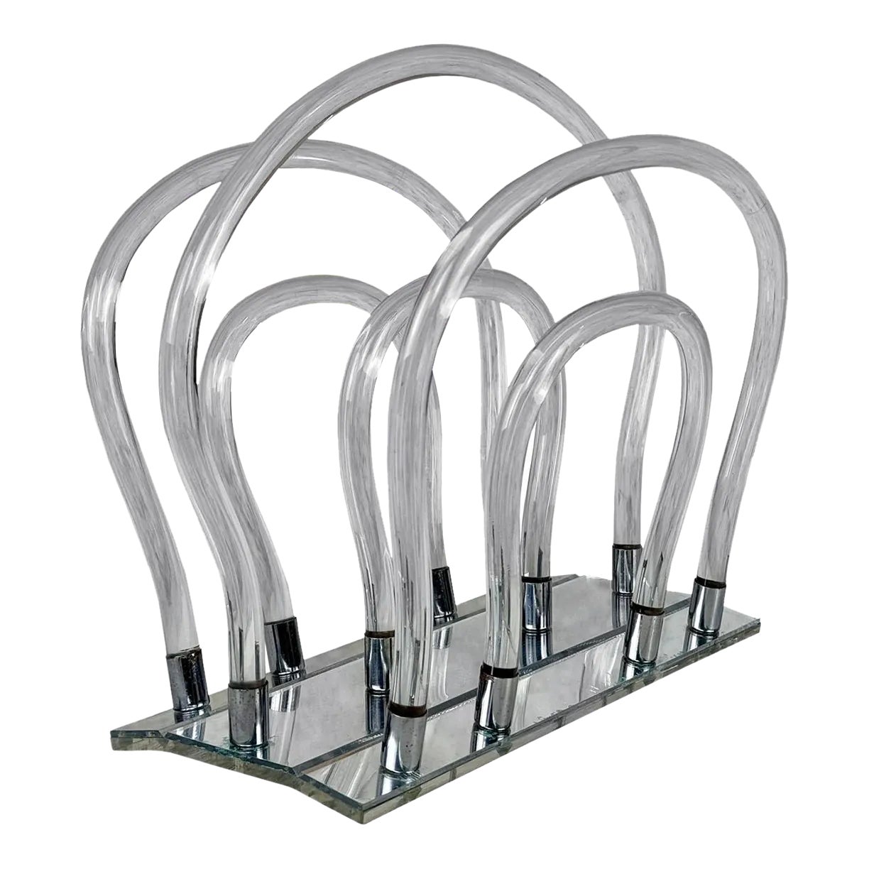 Mid-Century Lucite Tubular Magazine Rack Stand by Dorothy Thorpe | Chairish
