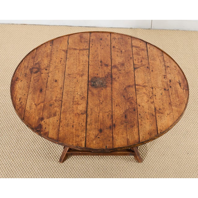 Weathered Country Italian Pine Round Farmhouse Dining Table | Chairish