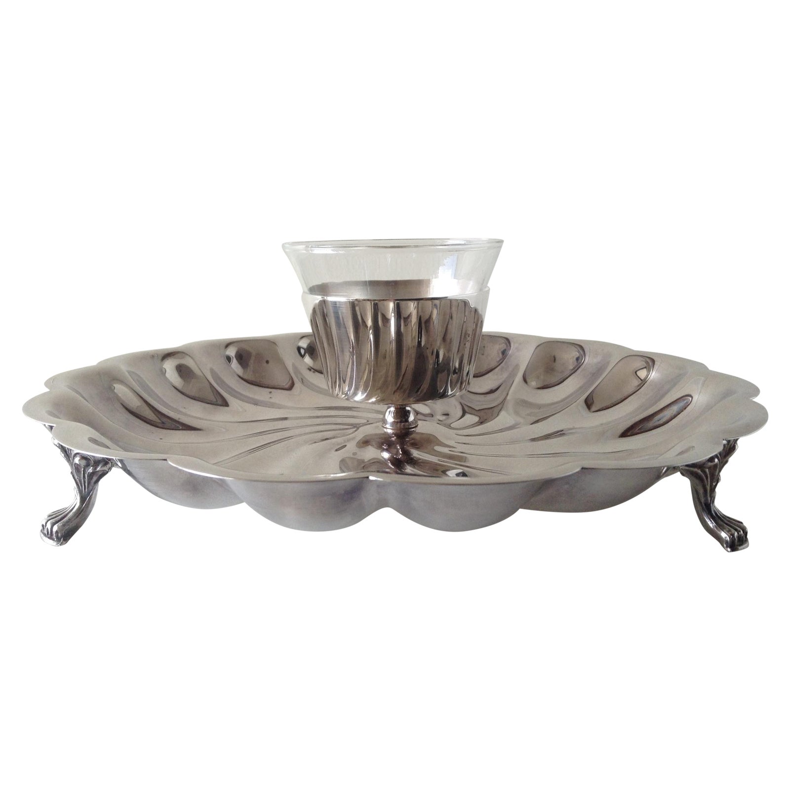 Silver Plated Cocktail Shrimp Server Platter Chairish