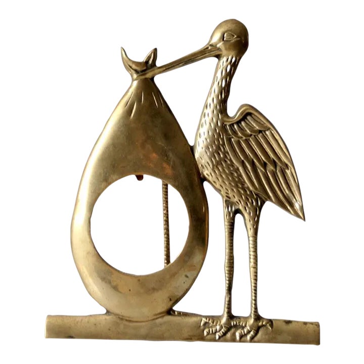 Mid Century Brass Stork Picture Frame | Chairish