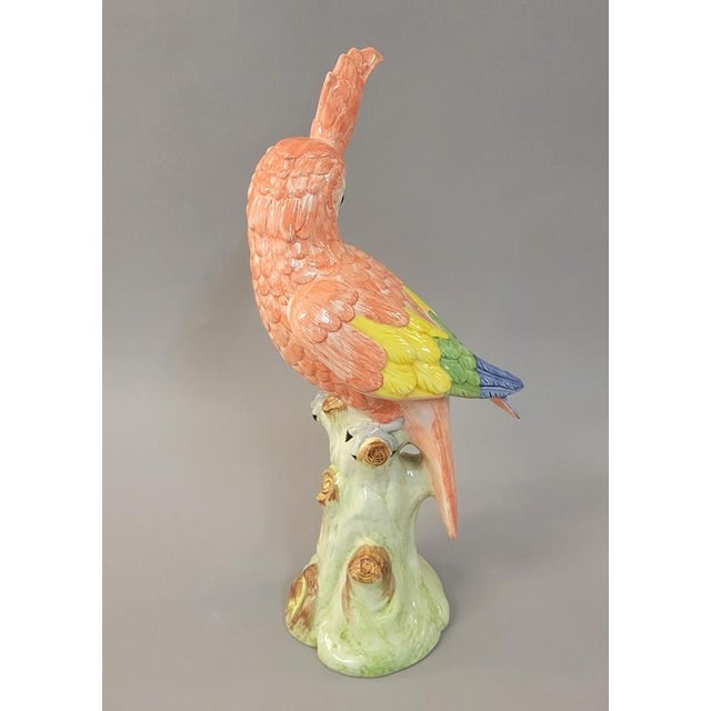 Tall Italian Chelsea House Porcelain Parrot Figurine | Chairish