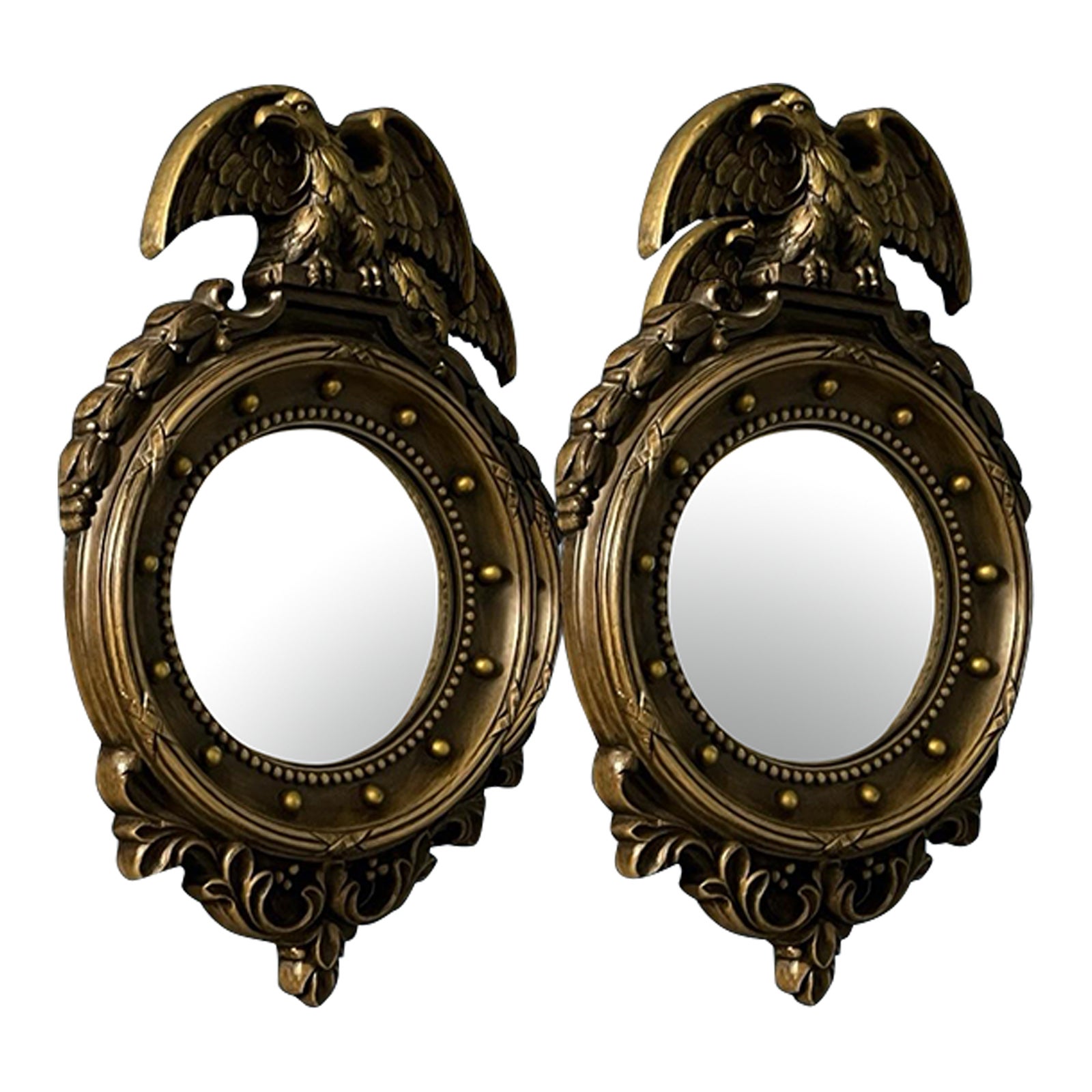 Pair of 1945 Homco Federal Style Convex Mirrors | Chairish