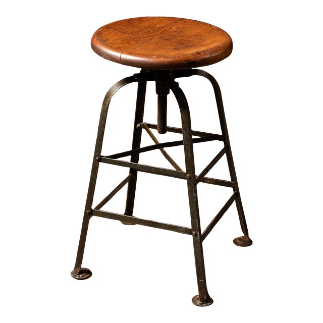 Circa 1930 Industrial Steel Machinist Stool | Chairish