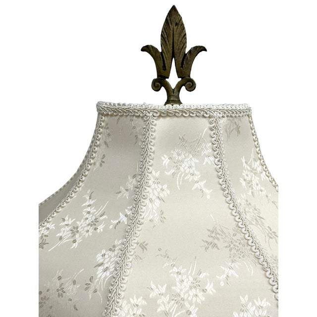 Victorian Bronze Double Light Table Lamp With Scalloped Dome Fringed ...