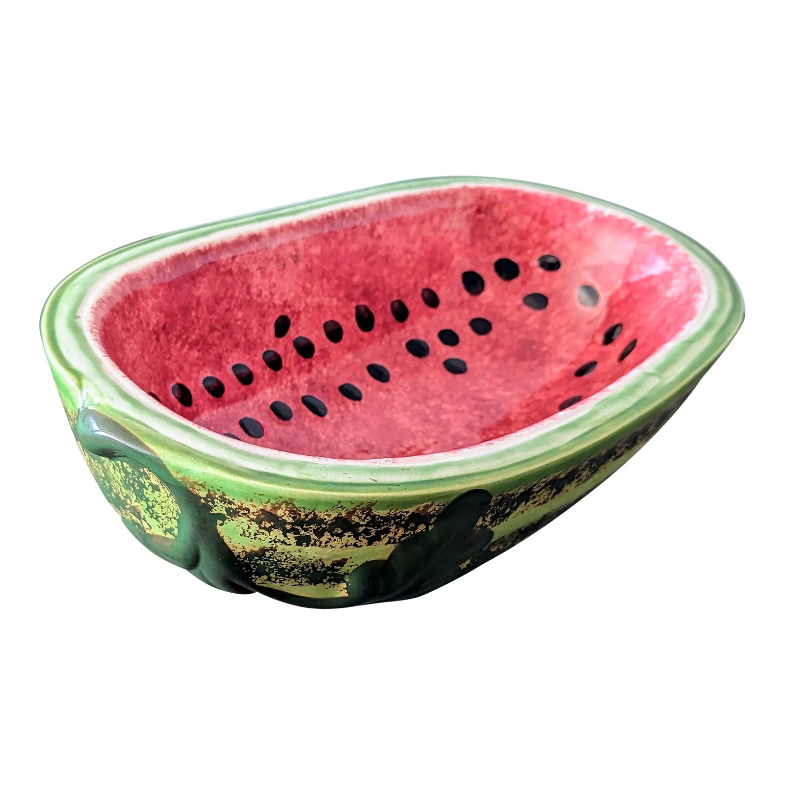 Mid Century Ceramic Watermelon Bowl | Chairish