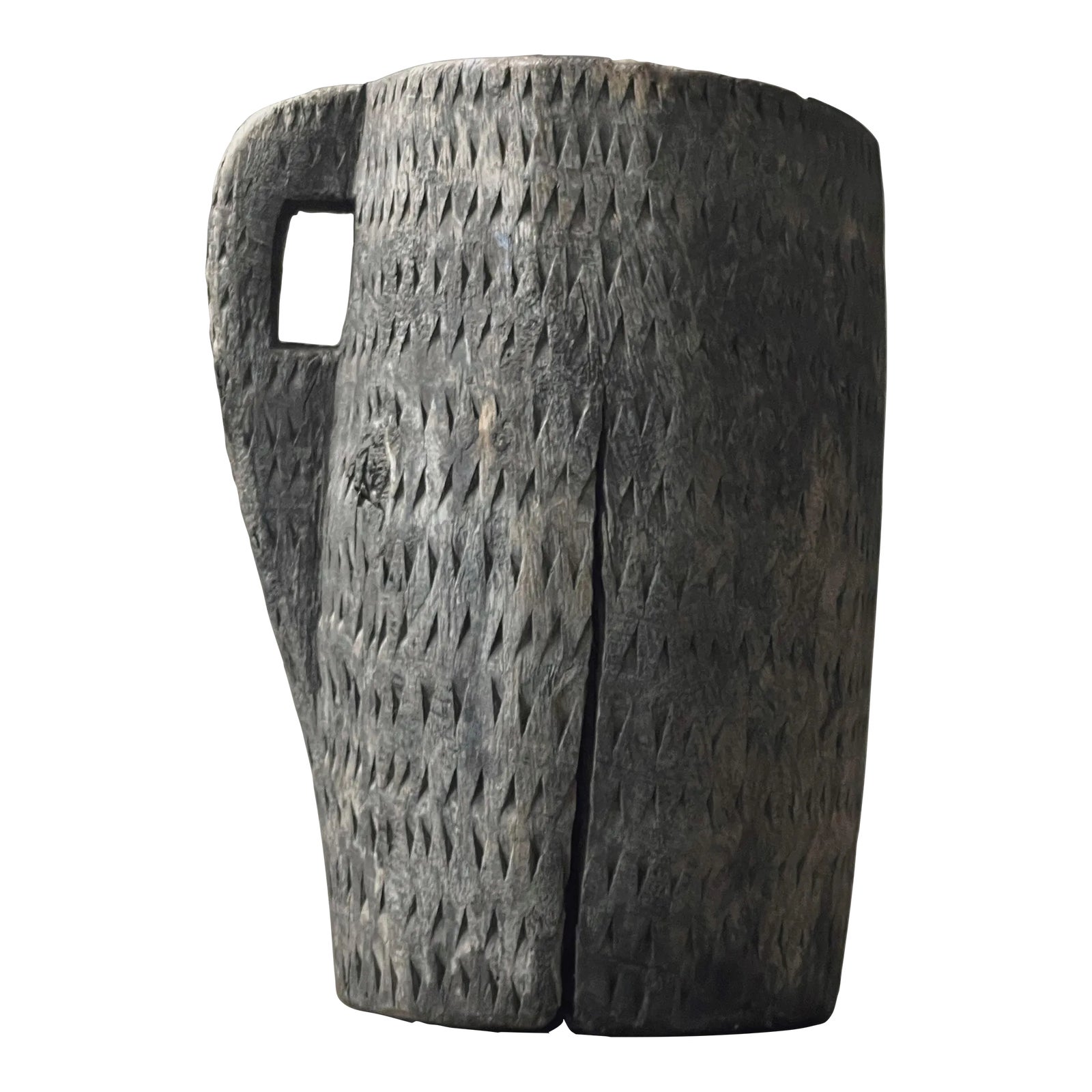 Antique 19th C. Primitive Hand Carved Wood Handled Vessel/Brutalist Art ...