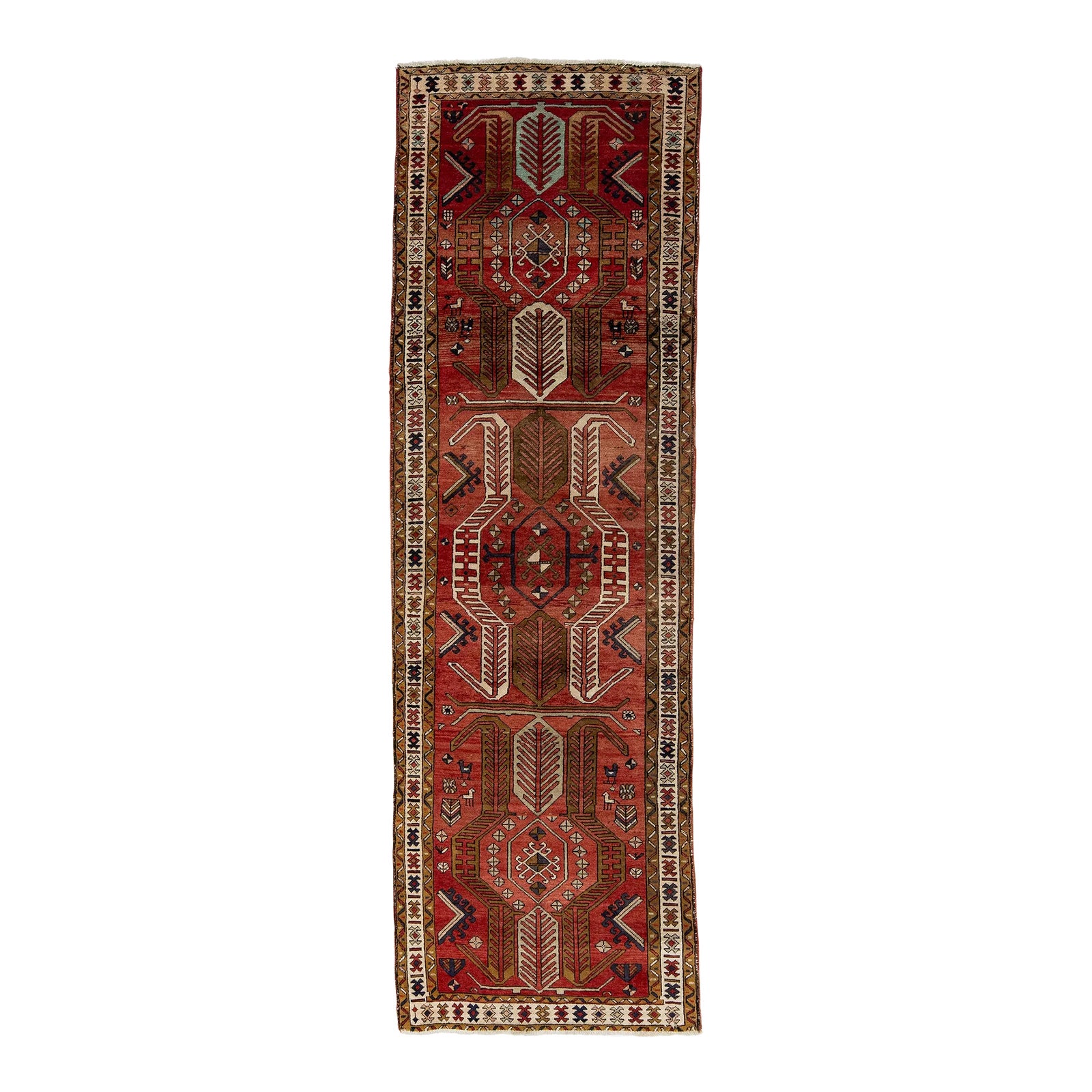 Rust Persian Heriz Handmade Wool Rug With a Tribal Pattern | Chairish