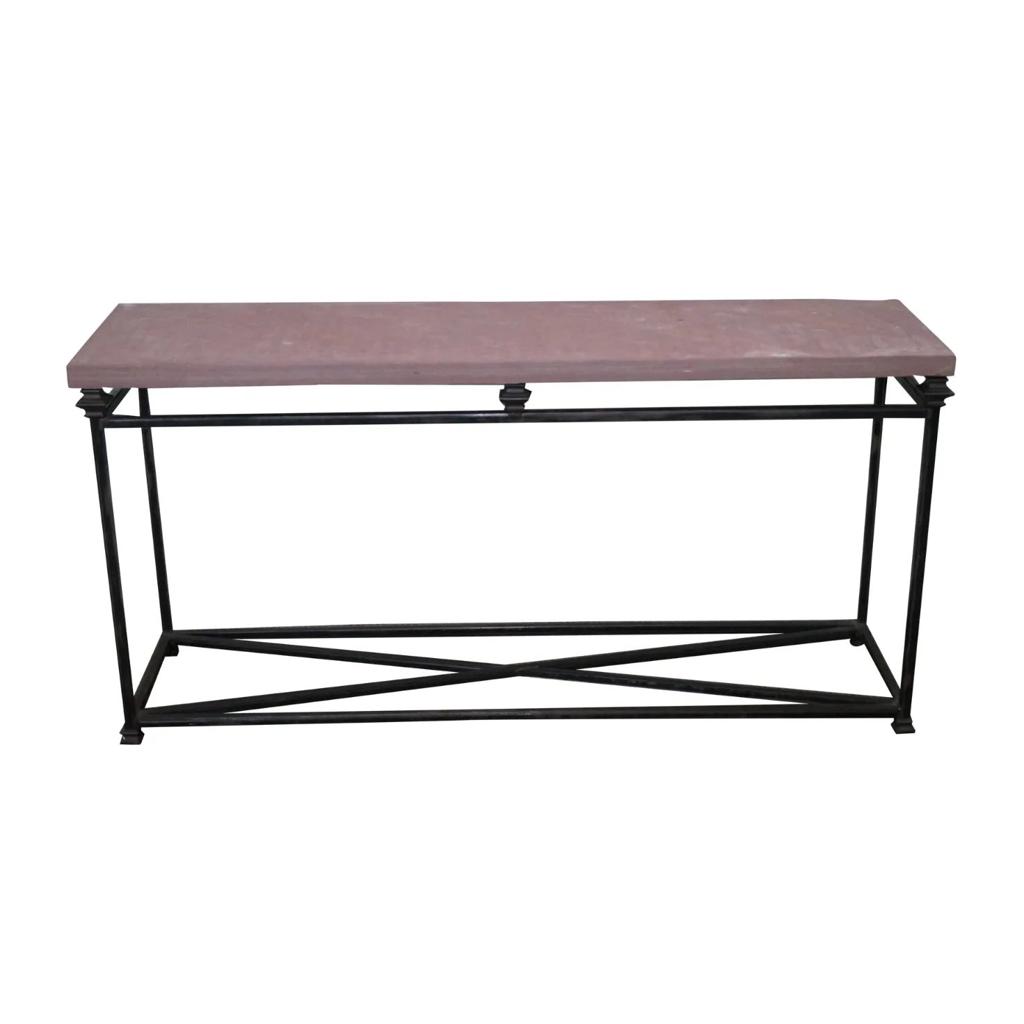 Iron Base & Slate Top Console Table | Chairish