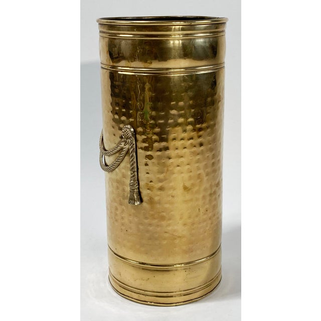 Vintage Hammered Brass Tassel Motif Umbrella Stand | Chairish