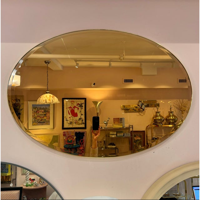 Vintage Amber Tinted Oval Mirror | Chairish