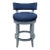 Bernhardt Rustic Wood Blue Swivel Bar Stool With Backrest | Chairish
