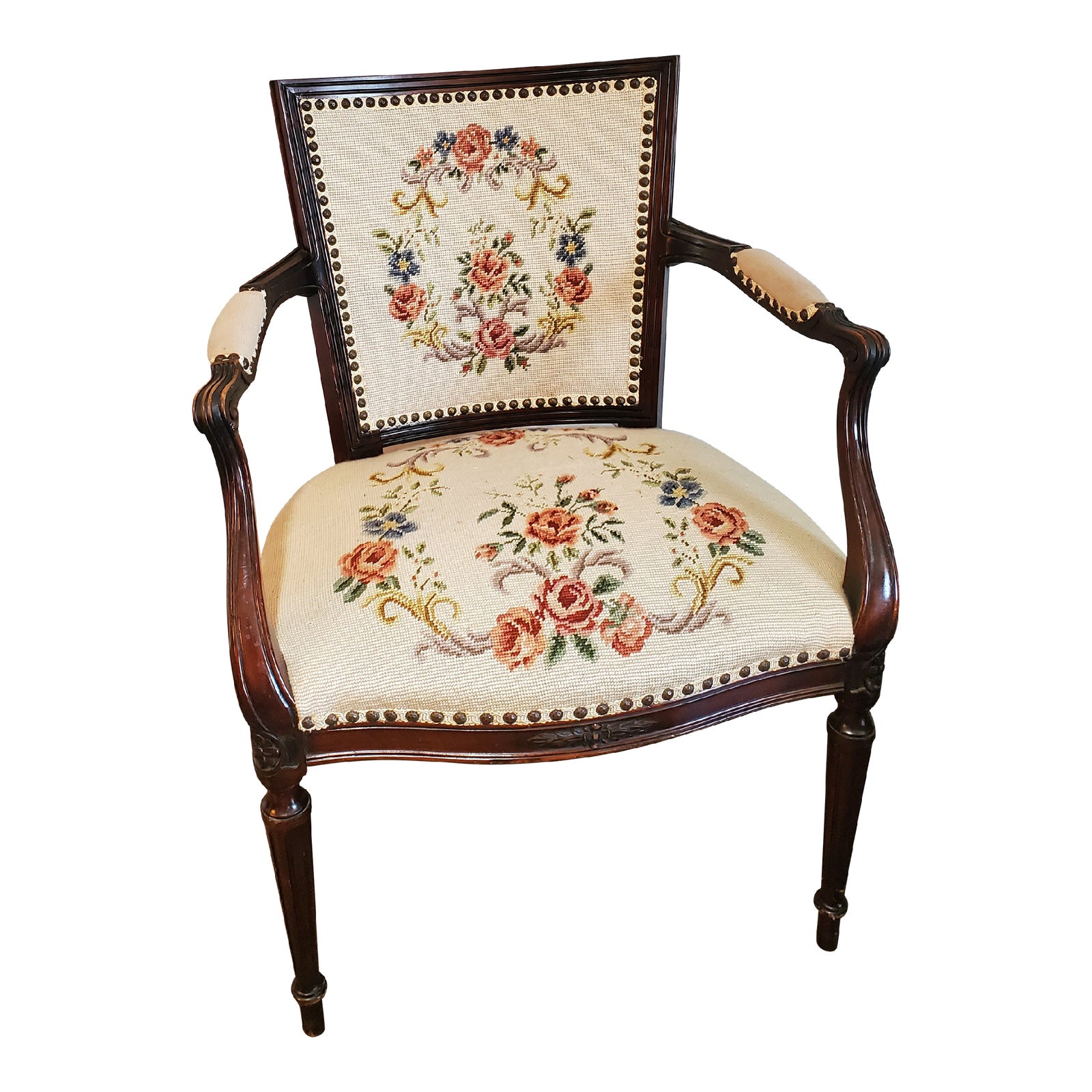 1920s Vintage Needlepoint Chair | Chairish