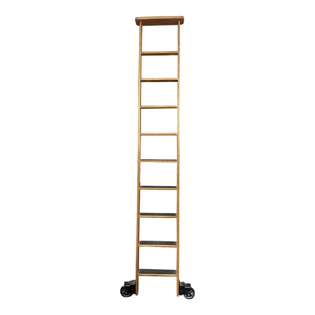 Late 20th Century Cotterman Co. Wood Rolling Library Step Ladder | Chairish