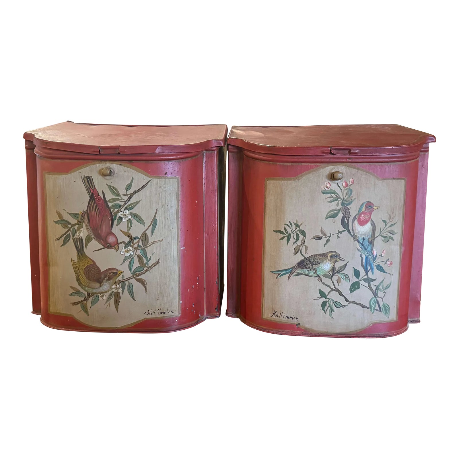 Mid 20th Century Pair of Mid-Century English Hand Painted Tole Tea ...