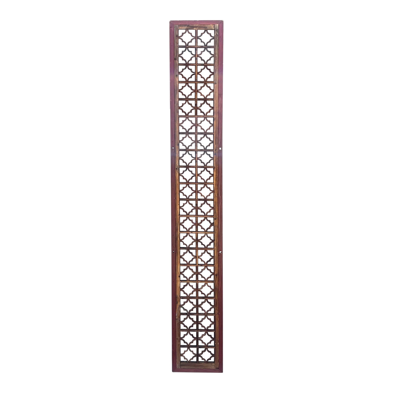 Chinese Vintage Geometric Star Pattern Tall Wood Floor Panel Screen ...