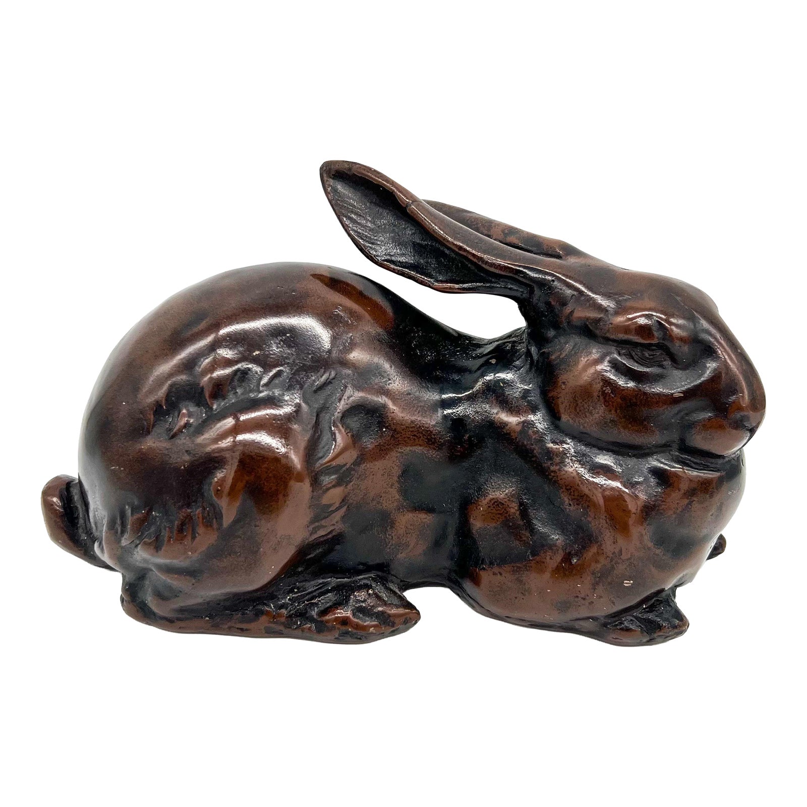 1960s Japanese Bronze-Tone Cast Iron Rabbit Sculpture – Meiji Style ...