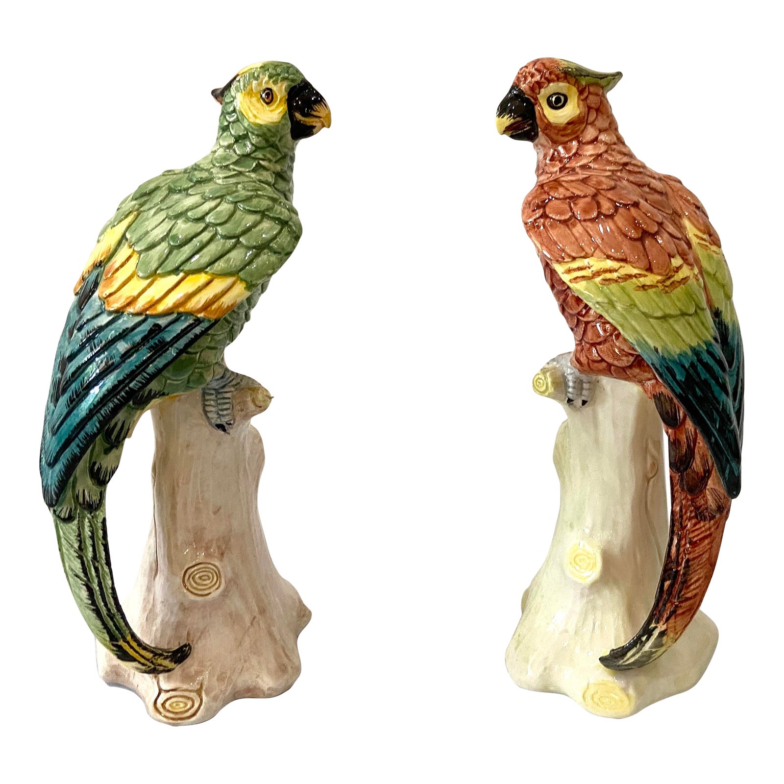 Chelsea House Palm Beach Chic Parrot Figurines - a Pair | Chairish