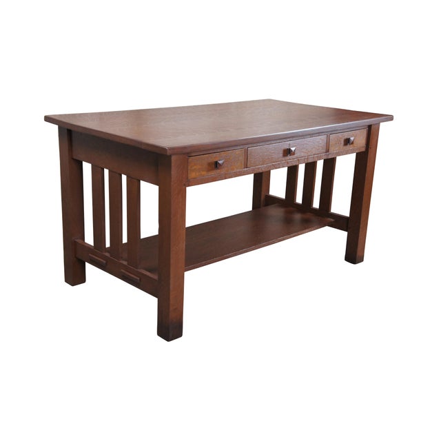 Late 19th Century Antique Mission Arts & Crafts Quartersawn Oak Library ...