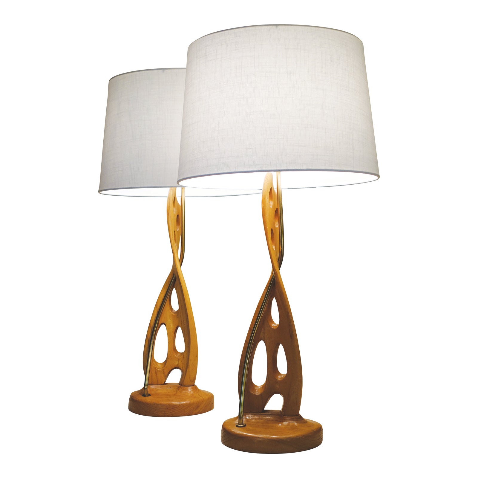 Large Pair of 1950s Danish Atomic Modern Ash Wood Organic Seaweed Table ...