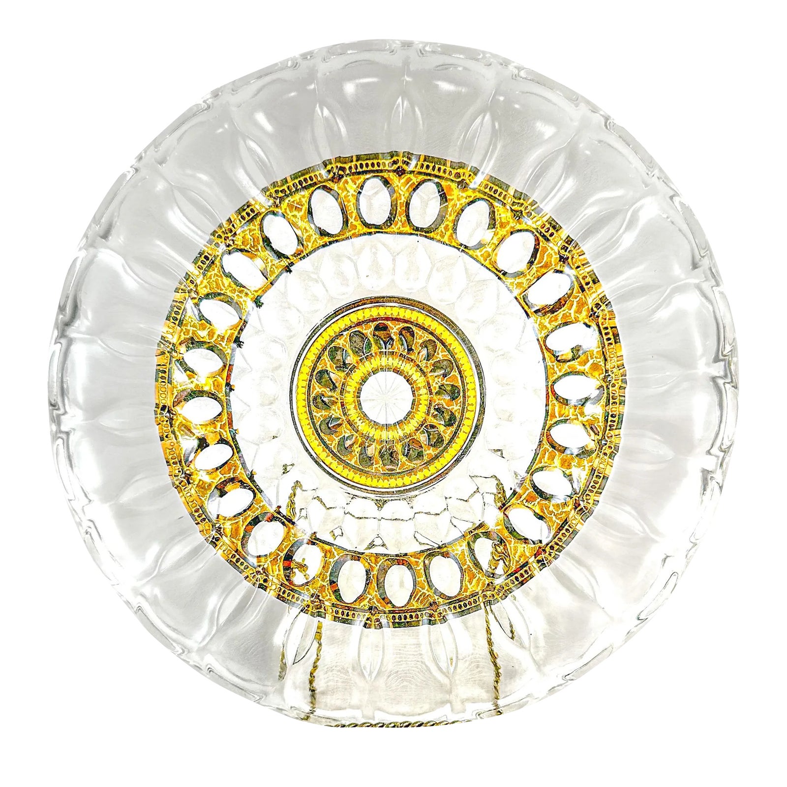 Vintage MCM Culver Valencia 22k Gold Glass Platter | Chairish